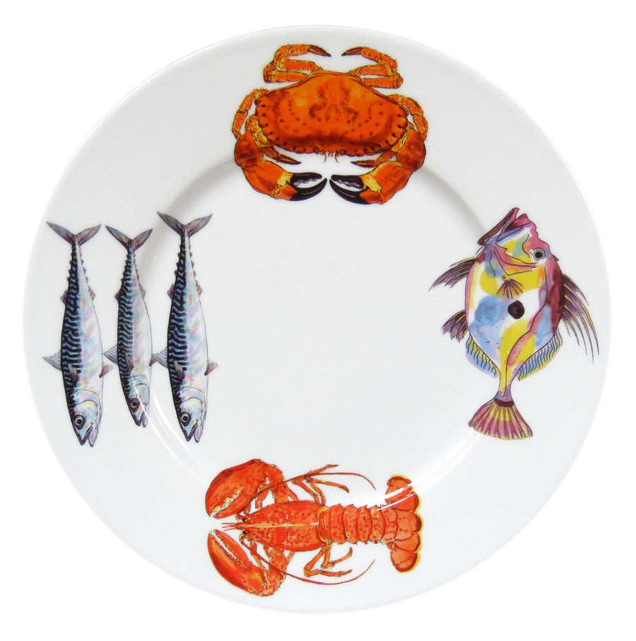 Fish & Shellfish 26cm Flat Rimmed Plate | Richard Bramble — Richard ...