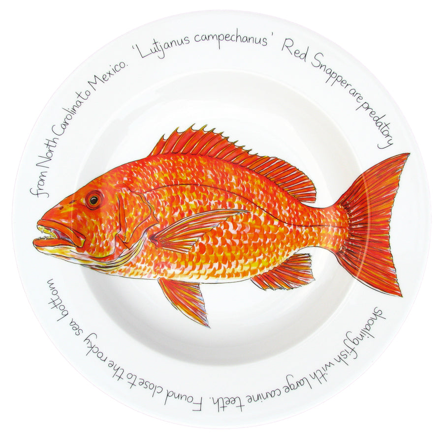 Red Snapper 30cm Deep Rimmed Porcelain Plate | Richard Bramble ...